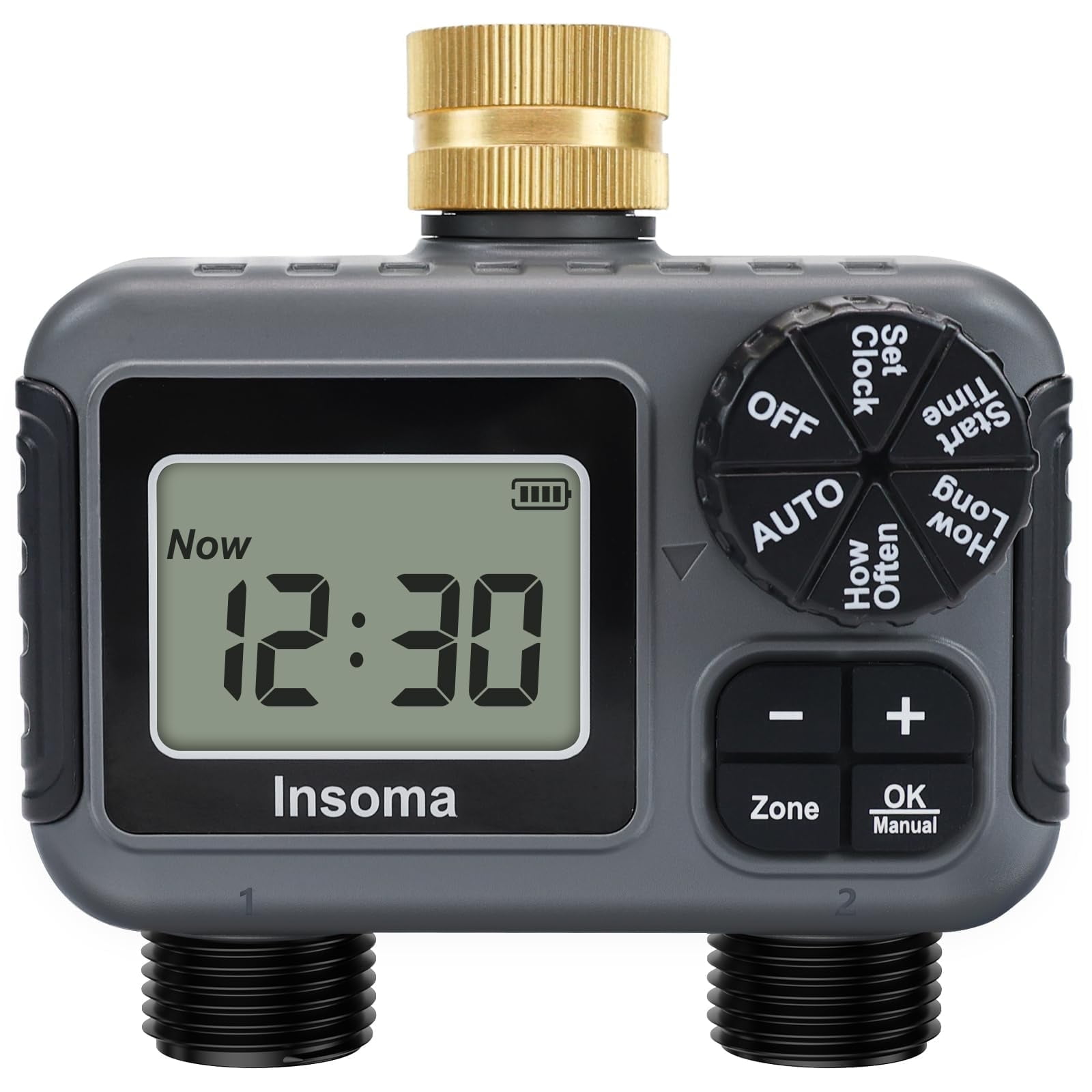 INSOMA 2-Zone Sprinkler Timer, Programmable Garden Hose Timer with Auto ...
