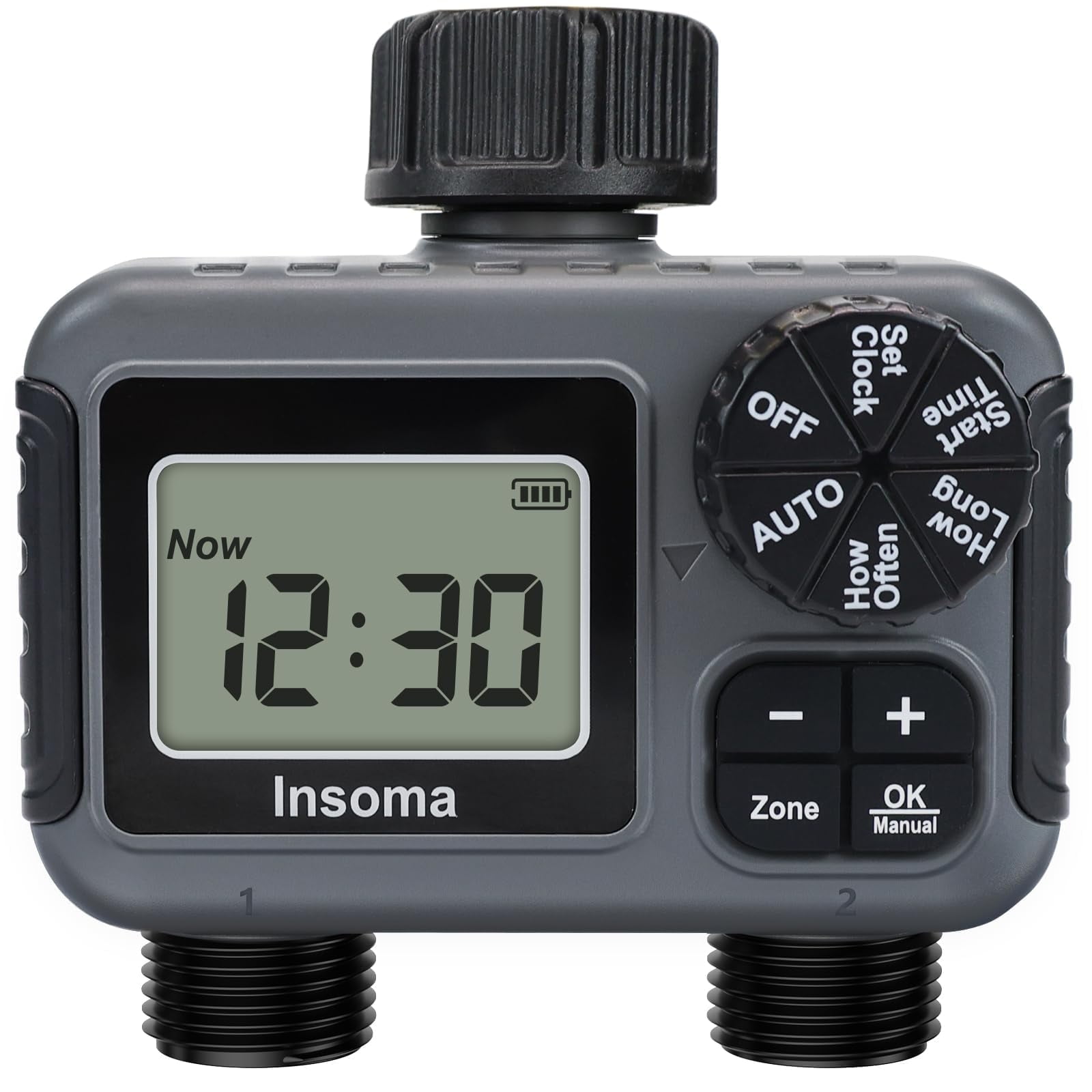 INSOMA 2-Zone Sprinkler Timer, Programmable Garden Hose Timer with Auto ...