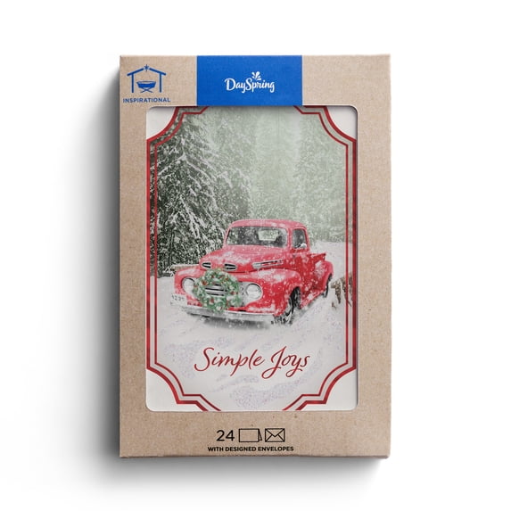 2025 DaySpring - Red Truck - 24 Christmas Cards, Boxed Cards, KJV ...