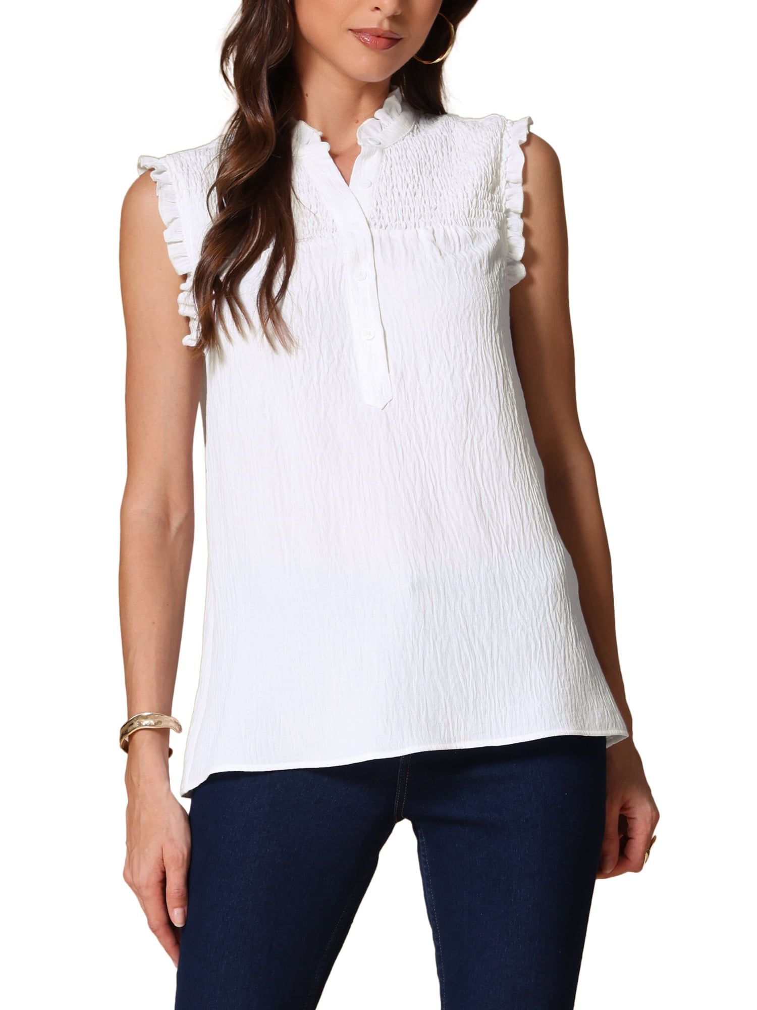 INSPIRE CHIC Allegra K Summer Ruffle Tank Top for Women's Sleeveless ...