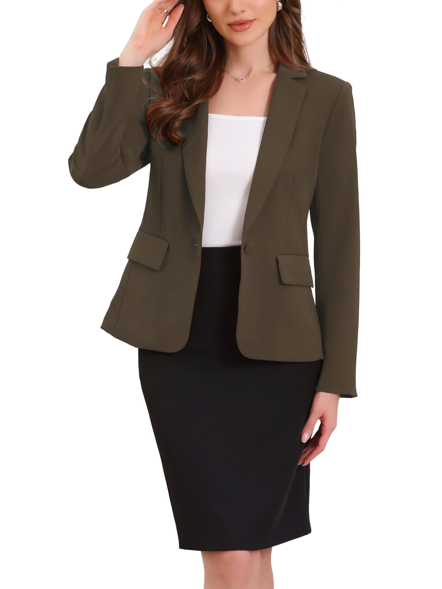 INSPIRE CHIC Blazers for Women Business Casual One Button Front Long ...
