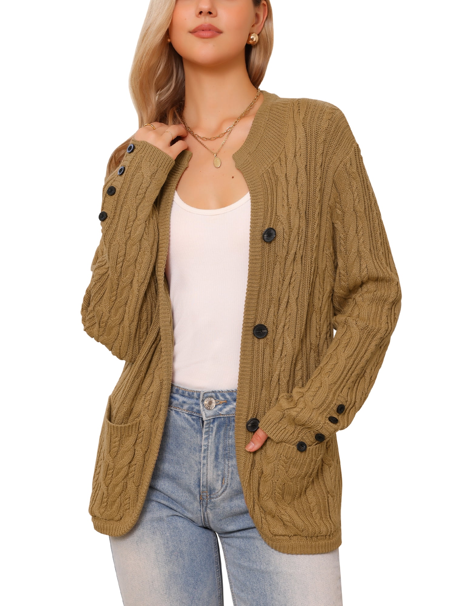 INSPIRE CHIC Cardigan Sweaters for Women's Open Front Button Down Long ...
