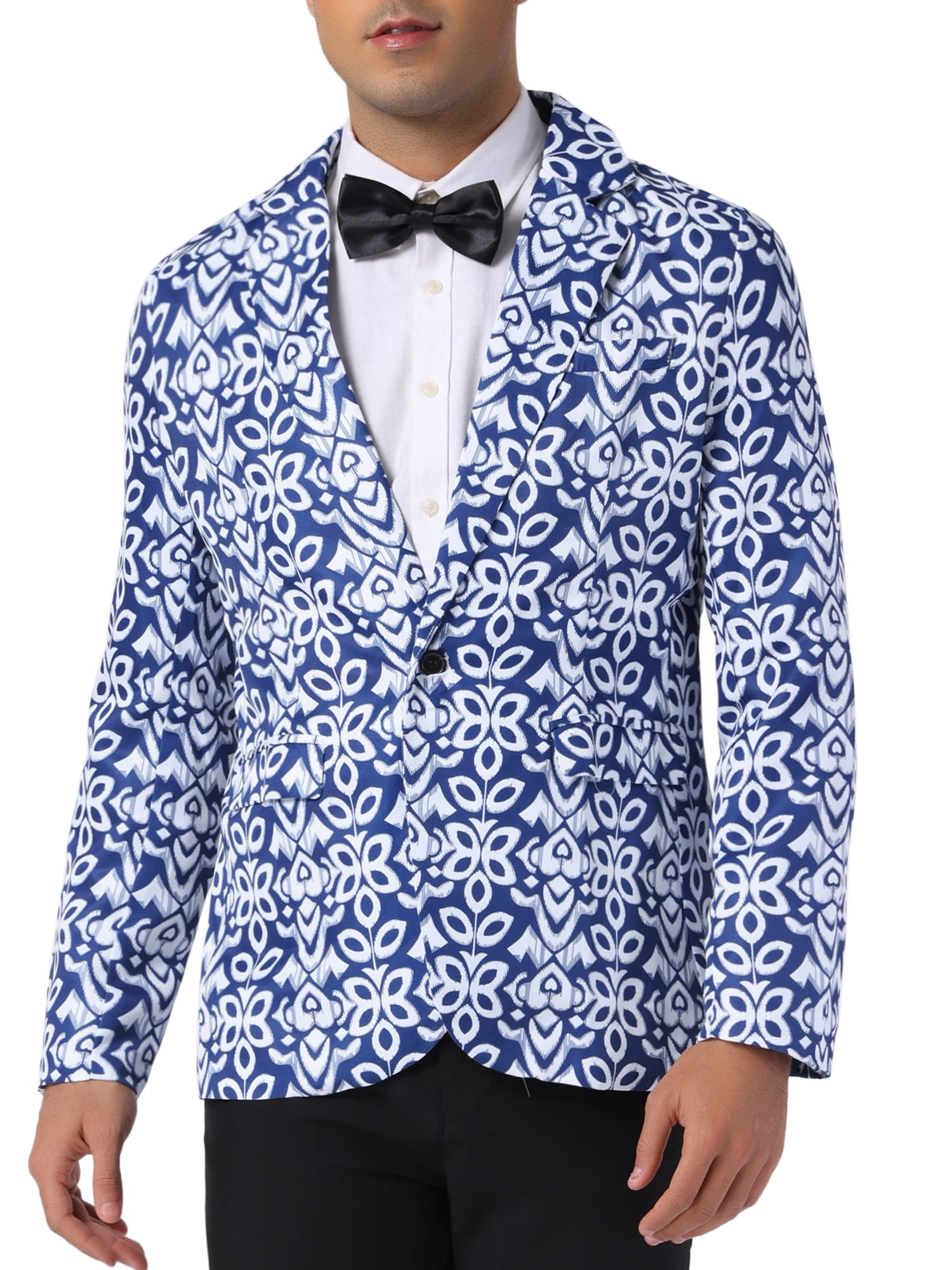 INSPIRE CHIC Floral Blazer for Men's Formal Notch Lapel One Button ...