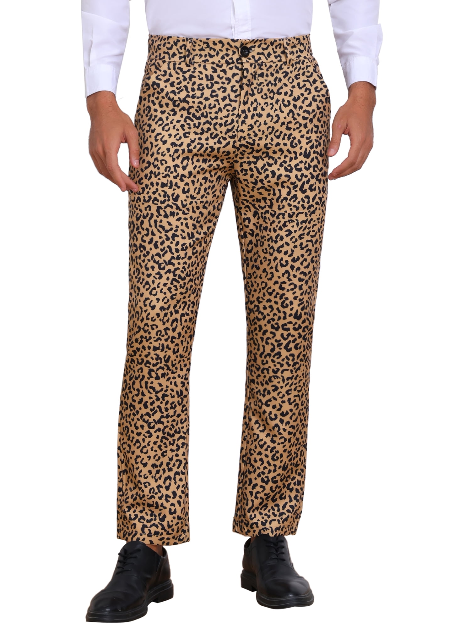 INSPIRE CHIC Men's Formal Night Out Animal Print Leopard Dress Pants 30 ...