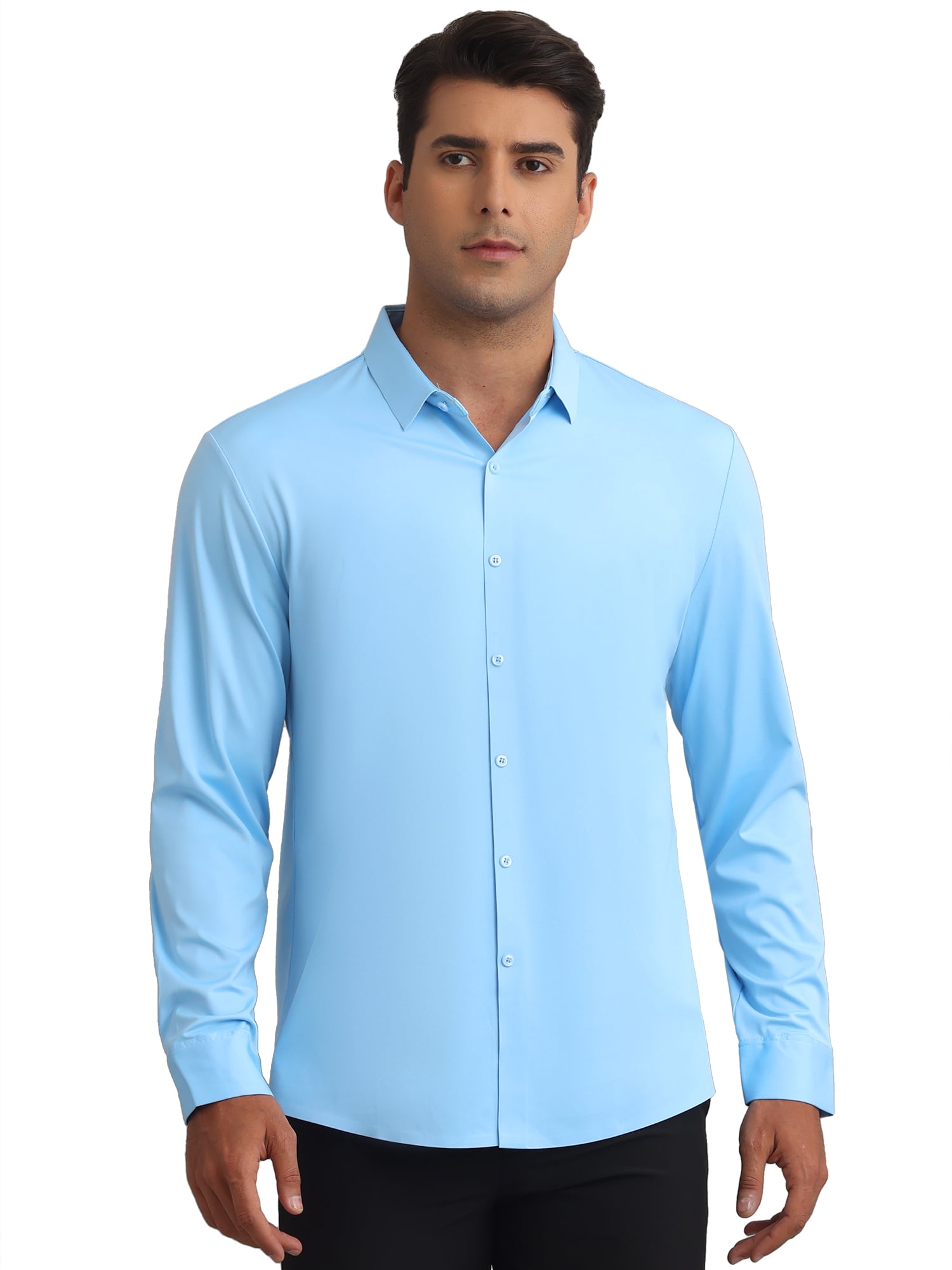 INSPIRE CHIC Men's Long Sleeve Button Down Solid Color Business Formal ...