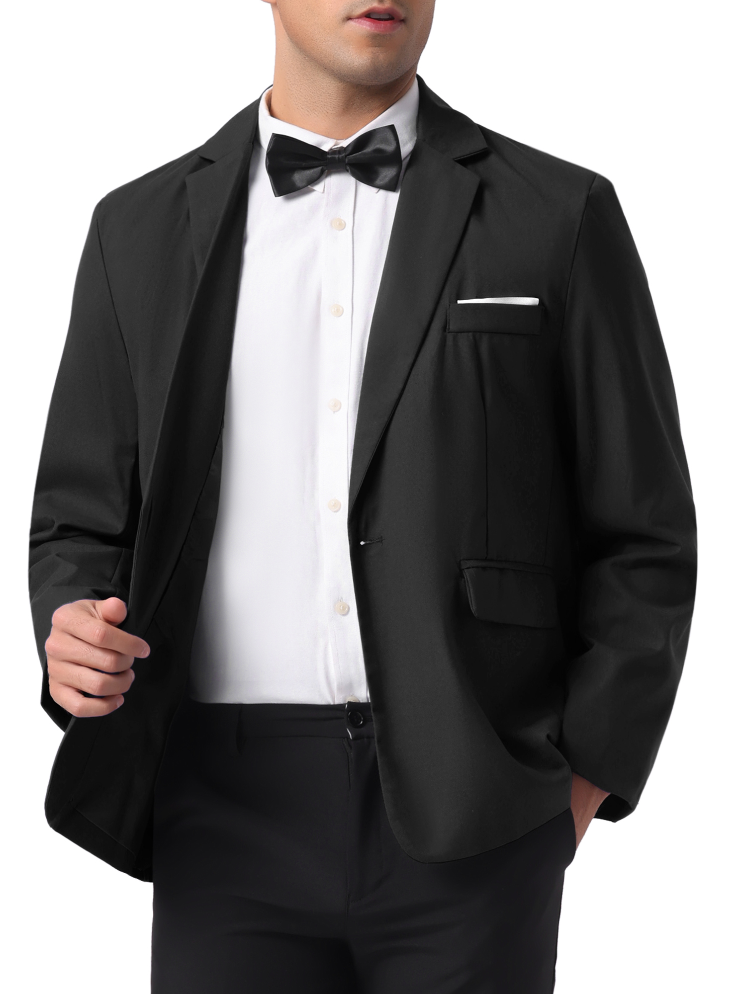 INSPIRE CHIC Men's Notch Lapel One Button Formal Solid Color Business ...