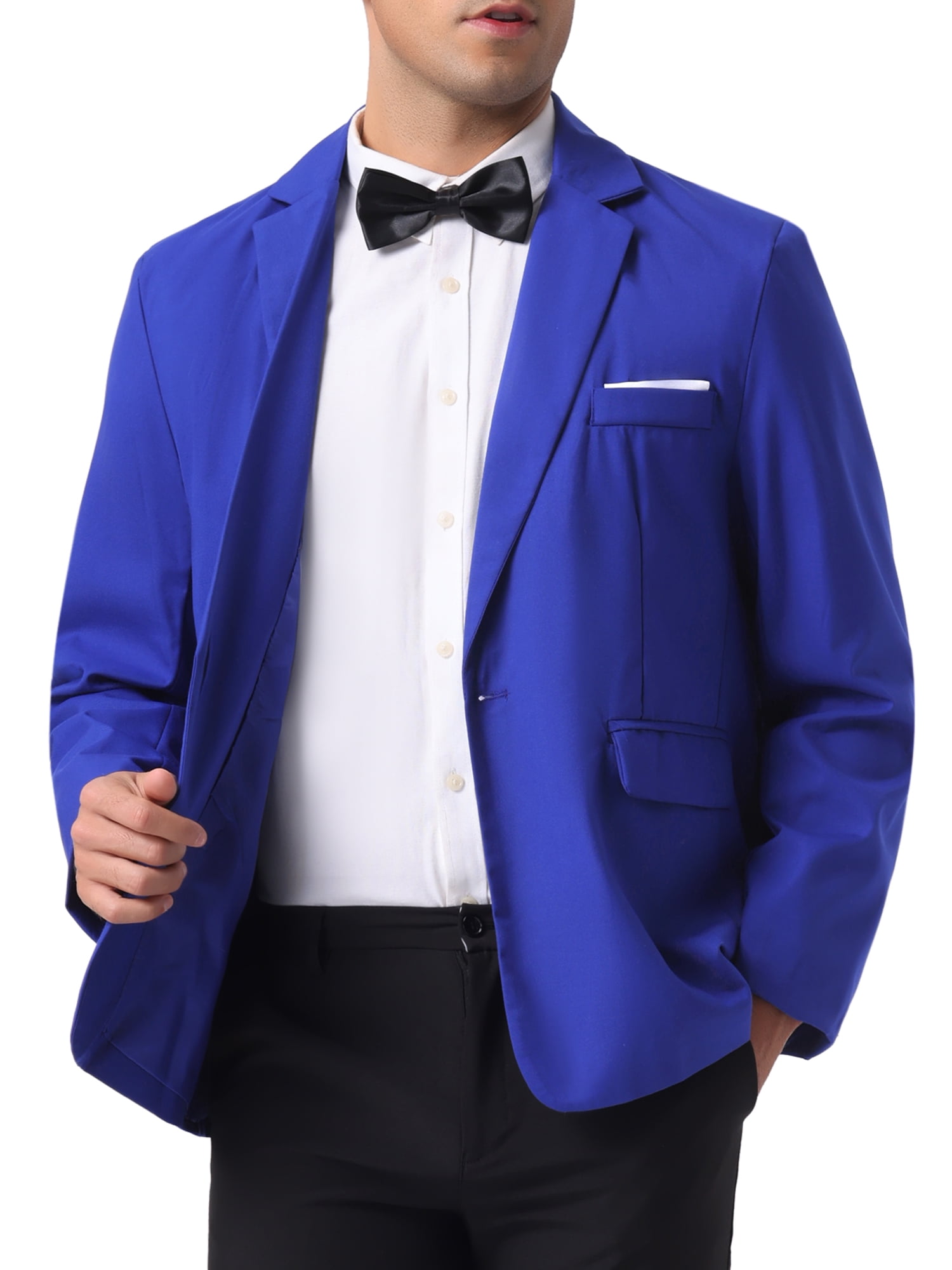 INSPIRE CHIC Men's Notch Lapel One Button Formal Solid Color Business ...