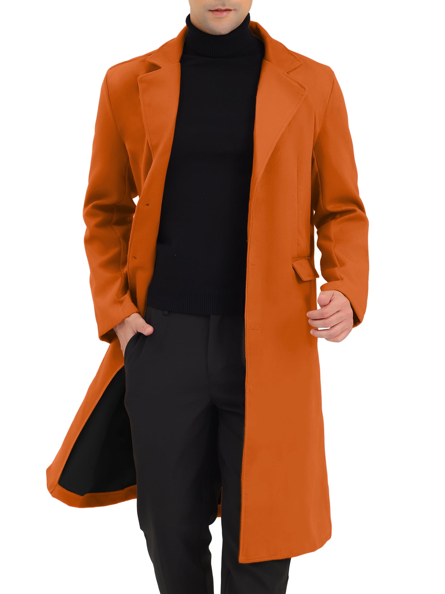 INSPIRE CHIC Men's Coats Single Breasted Lapel Collar Long Sleeve Back ...