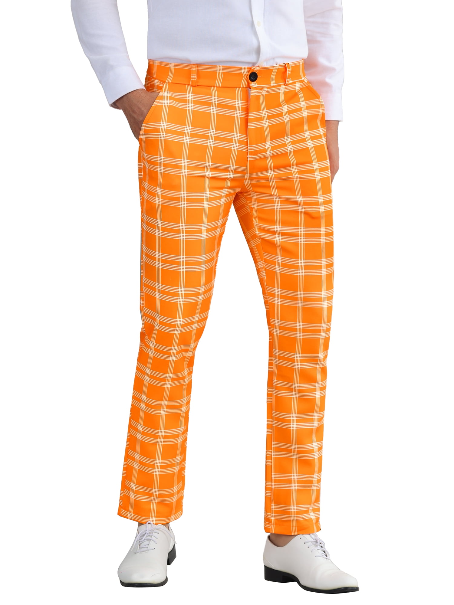 INSPIRE CHIC Men's Pant Checked Prom Formal Regular Fit Suit Pant 30 ...