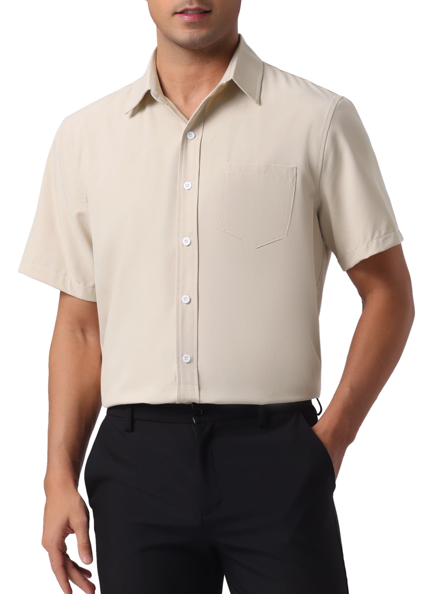 INSPIRE CHIC Mens Linen Shirts Short Sleeve Button Down Casual Summer ...
