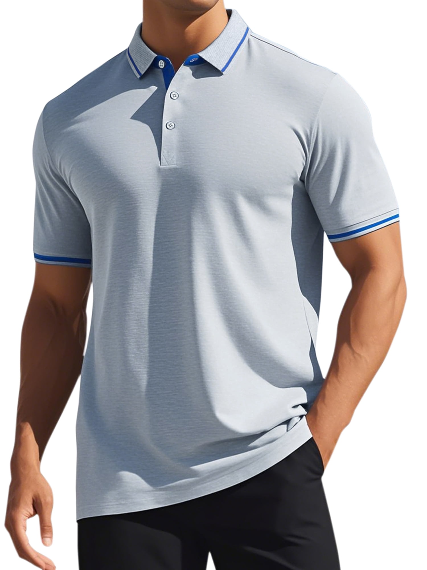 INSPIRE CHIC Mens Short Sleeve Contrast Color Summer Golf Formal ...
