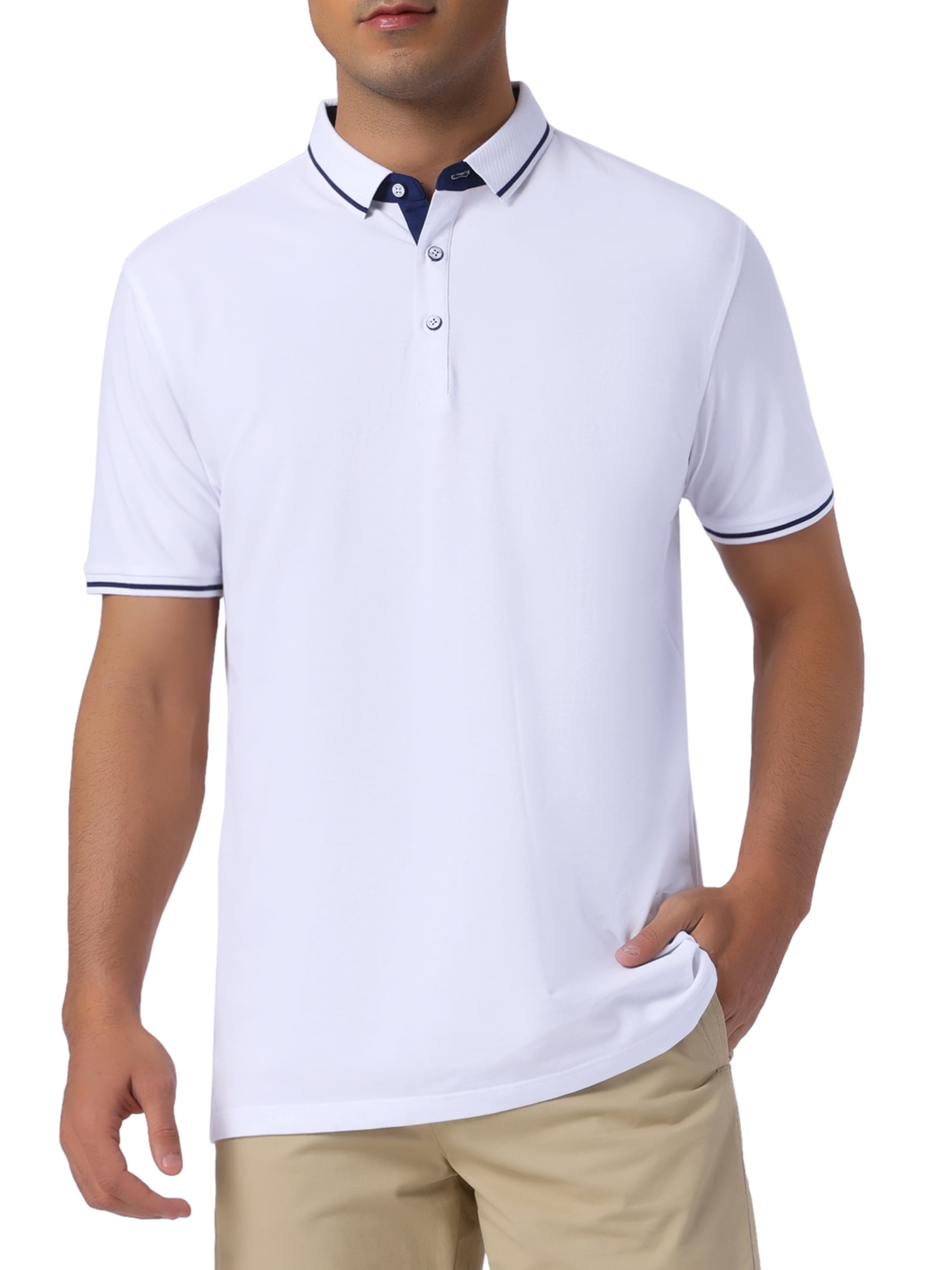 INSPIRE CHIC Mens Short Sleeve Contrast Color Summer Golf Formal ...