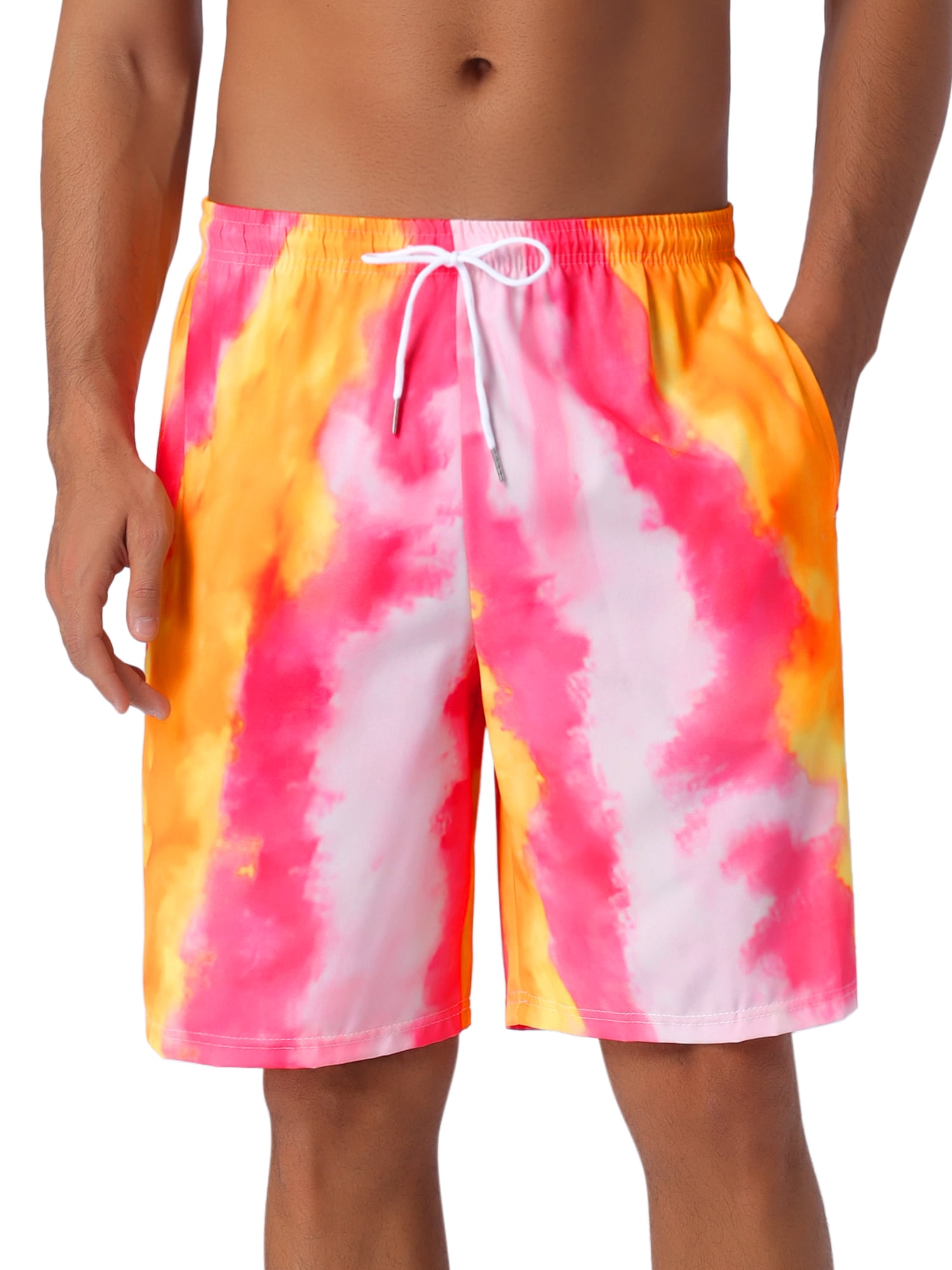 INSPIRE CHIC Mens Summer Colorful Tie-dyed Pattern Drawstring Elastic ...