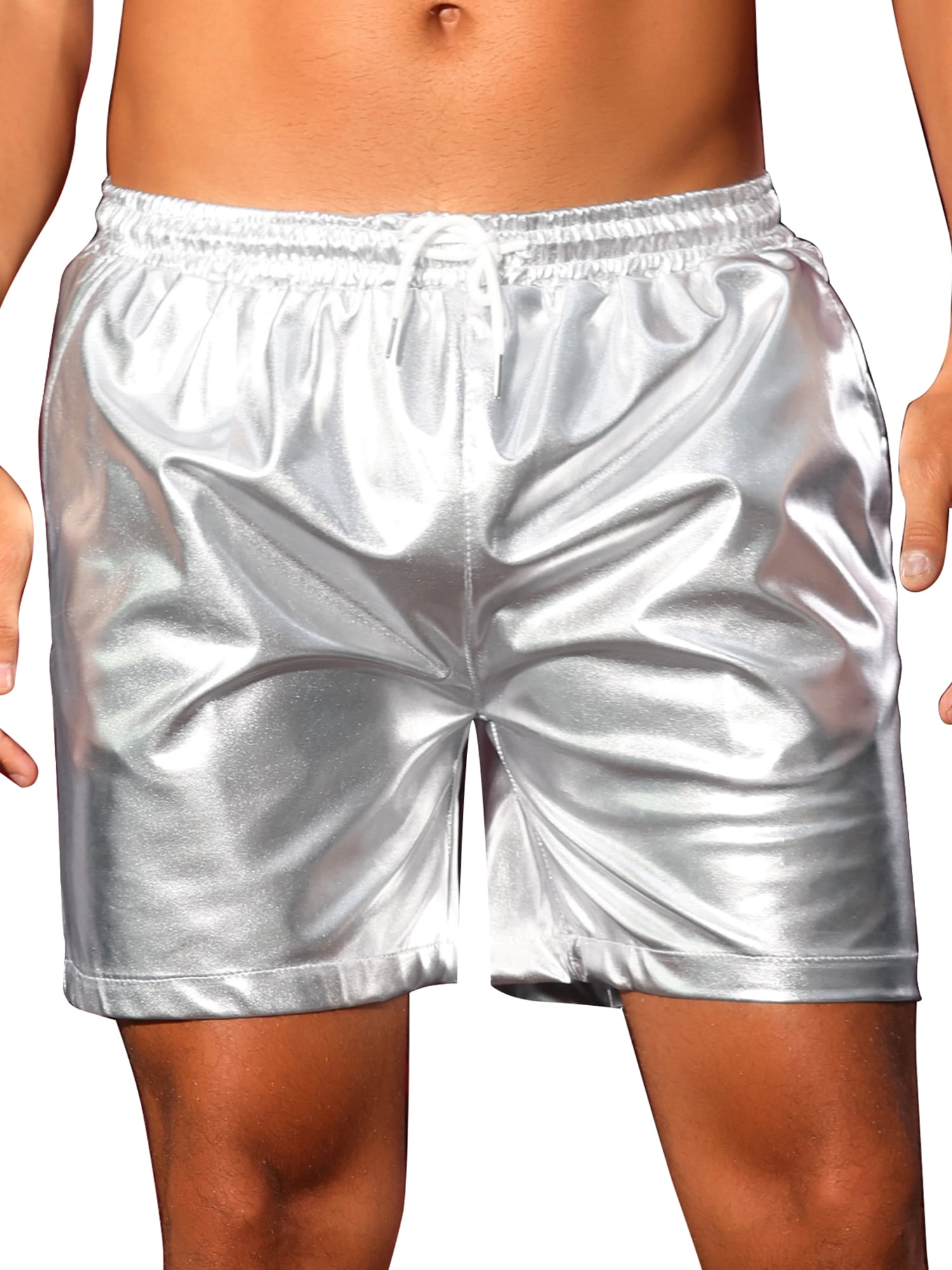 INSPIRE CHIC Metallic Shorts for Men's Elastic Drawstring Party ...