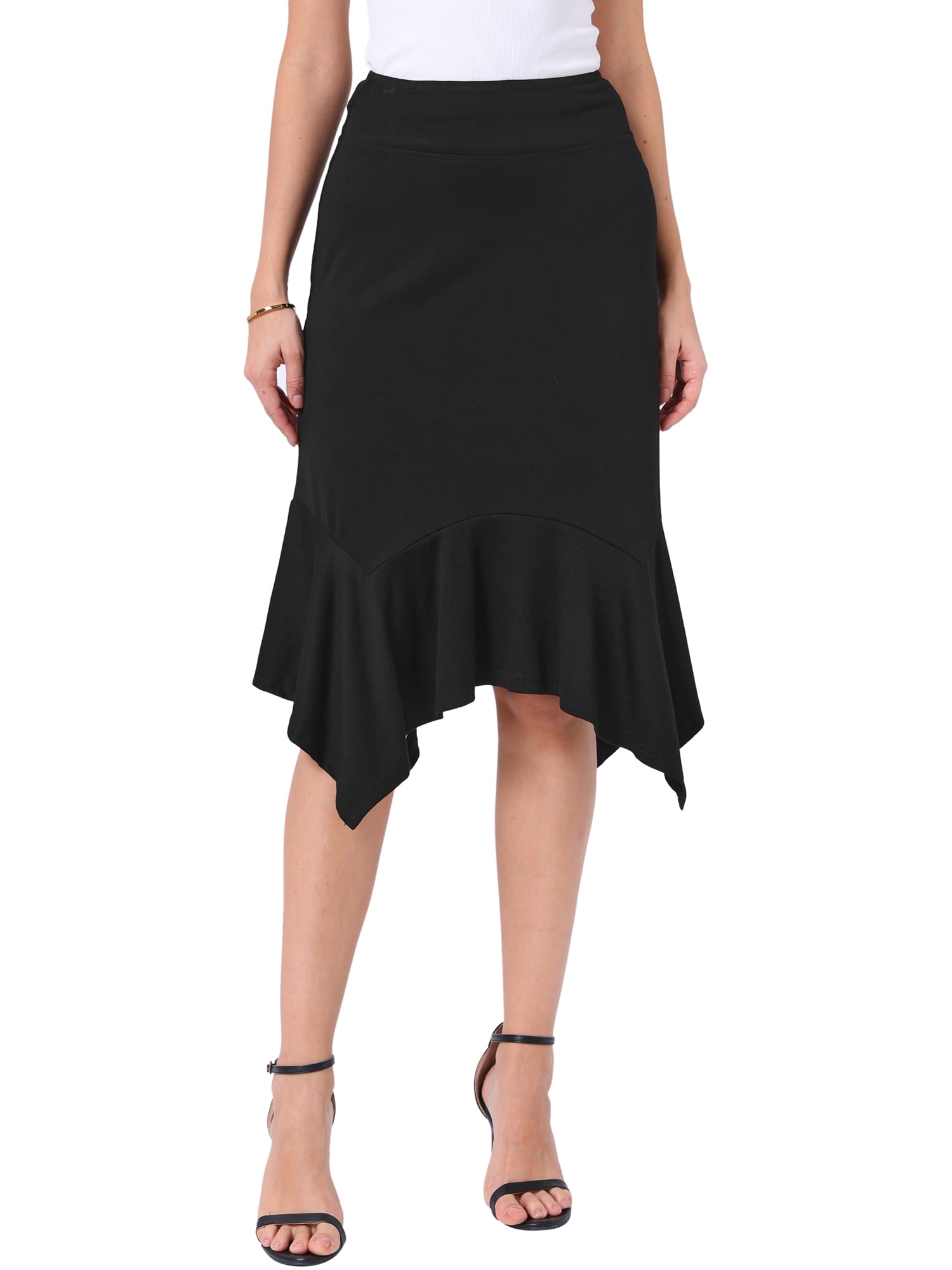 INSPIRE CHIC Ruffled Midi Skirt for Women's High Waist Flowy A-Line ...