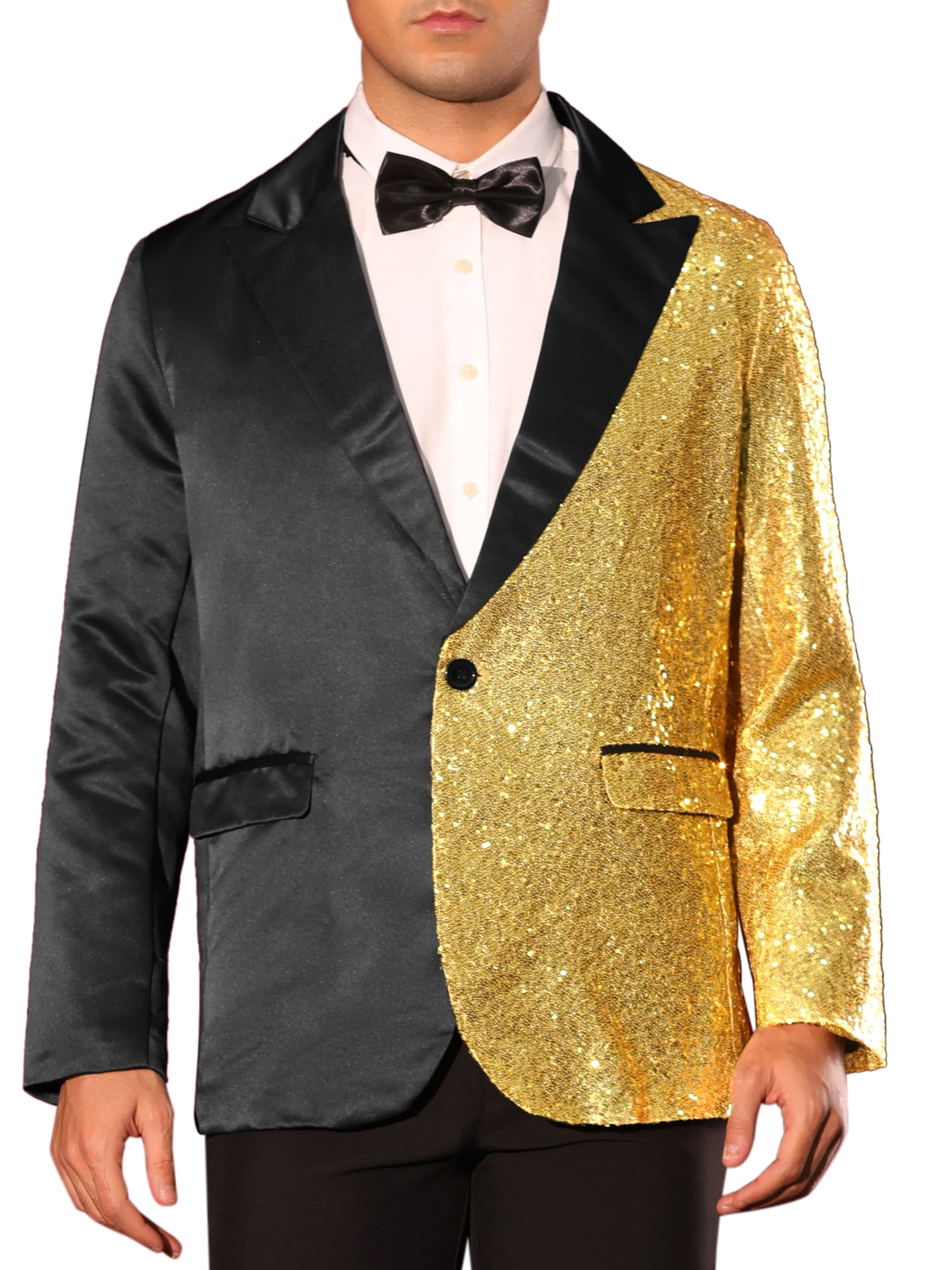 INSPIRE CHIC Sequin Blazers for Men's Color Block Peak Lapel Tuxedo ...
