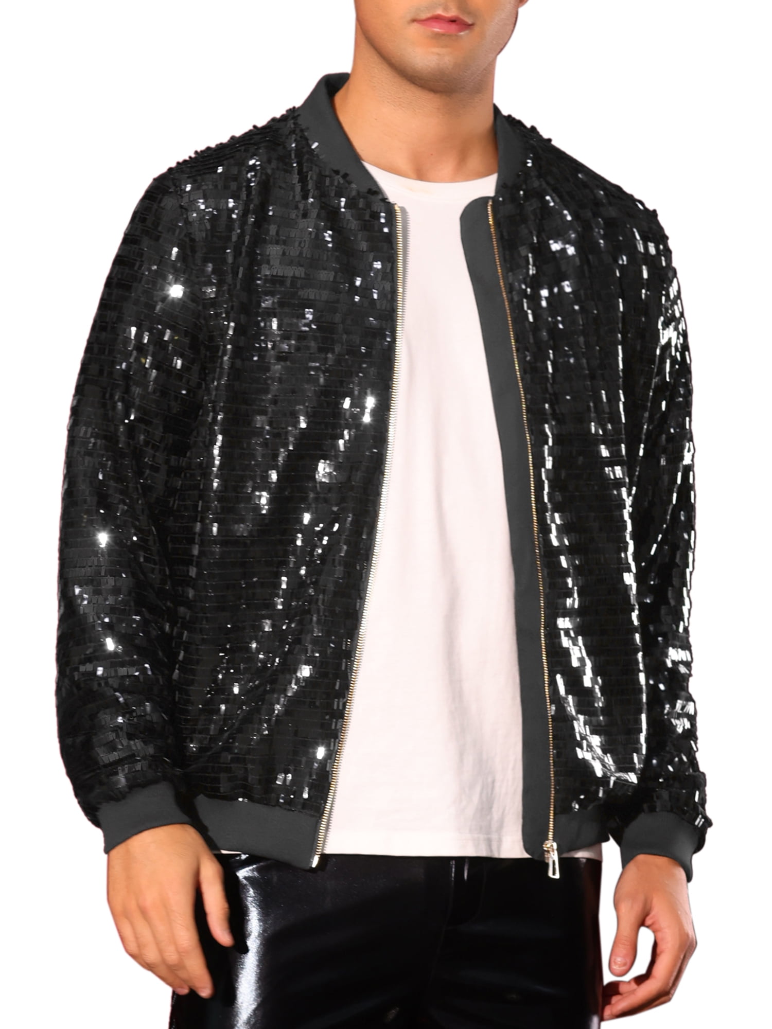 INSPIRE CHIC Sequin Varsity Jackets for Men's Zipper Festival Disco ...