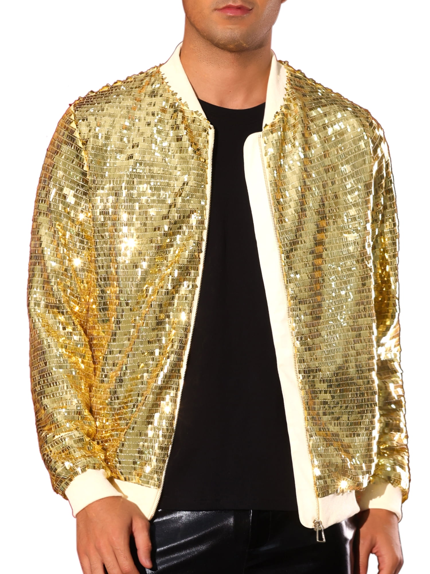 INSPIRE CHIC Sequin Varsity Jackets for Men's Zipper Festival Disco ...