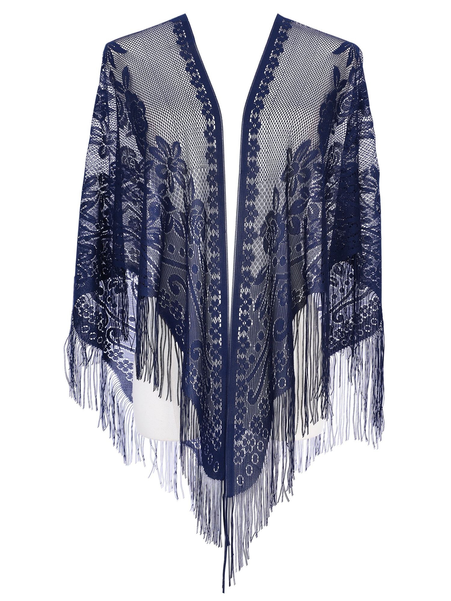 INSPIRE CHIC Shawls and Wraps for Evening Dresses, Lace Mesh Fringe ...
