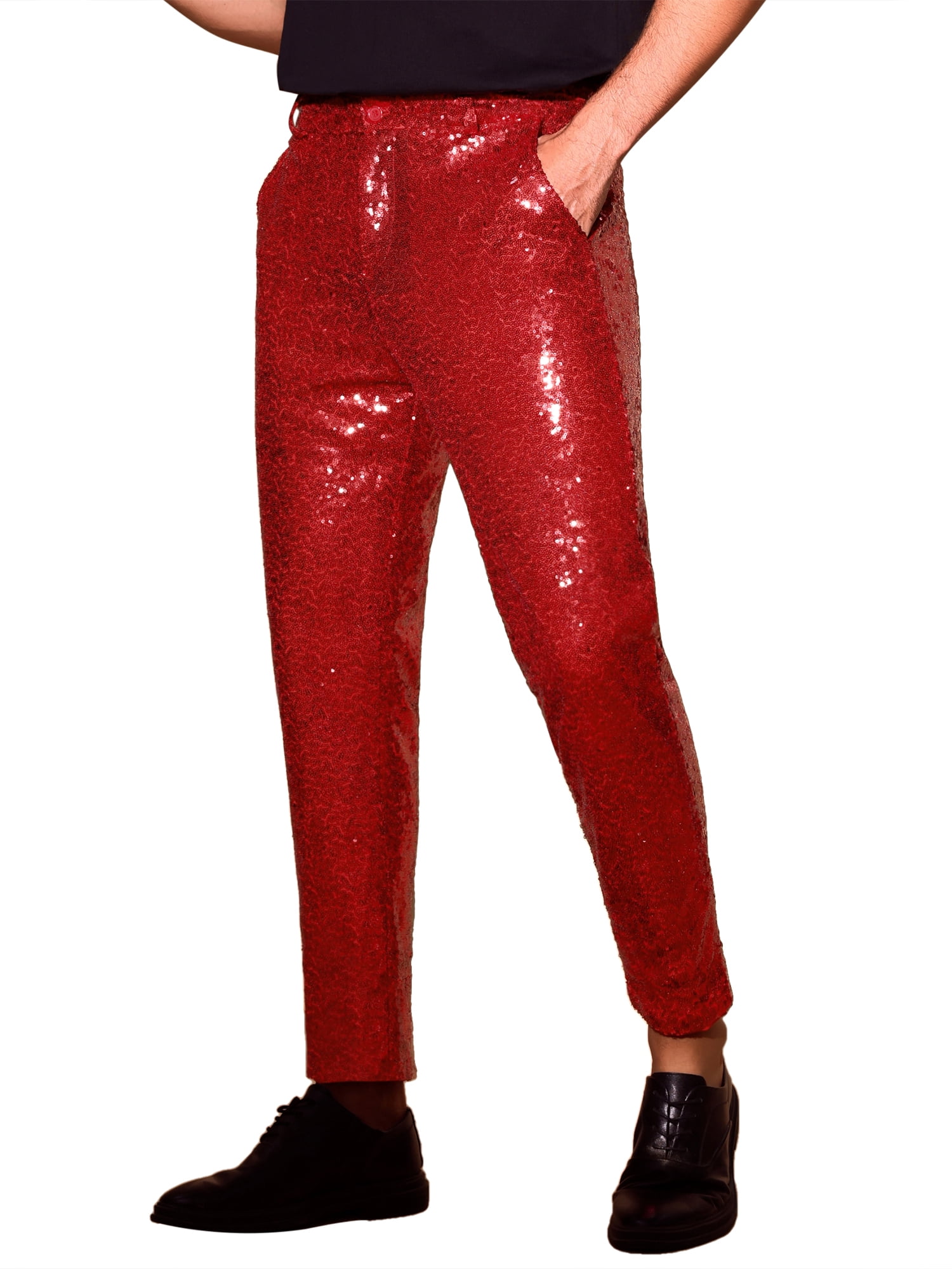 INSPIRE CHIC Shiny Pants for Men's Glitter 70s Disco Night Club ...
