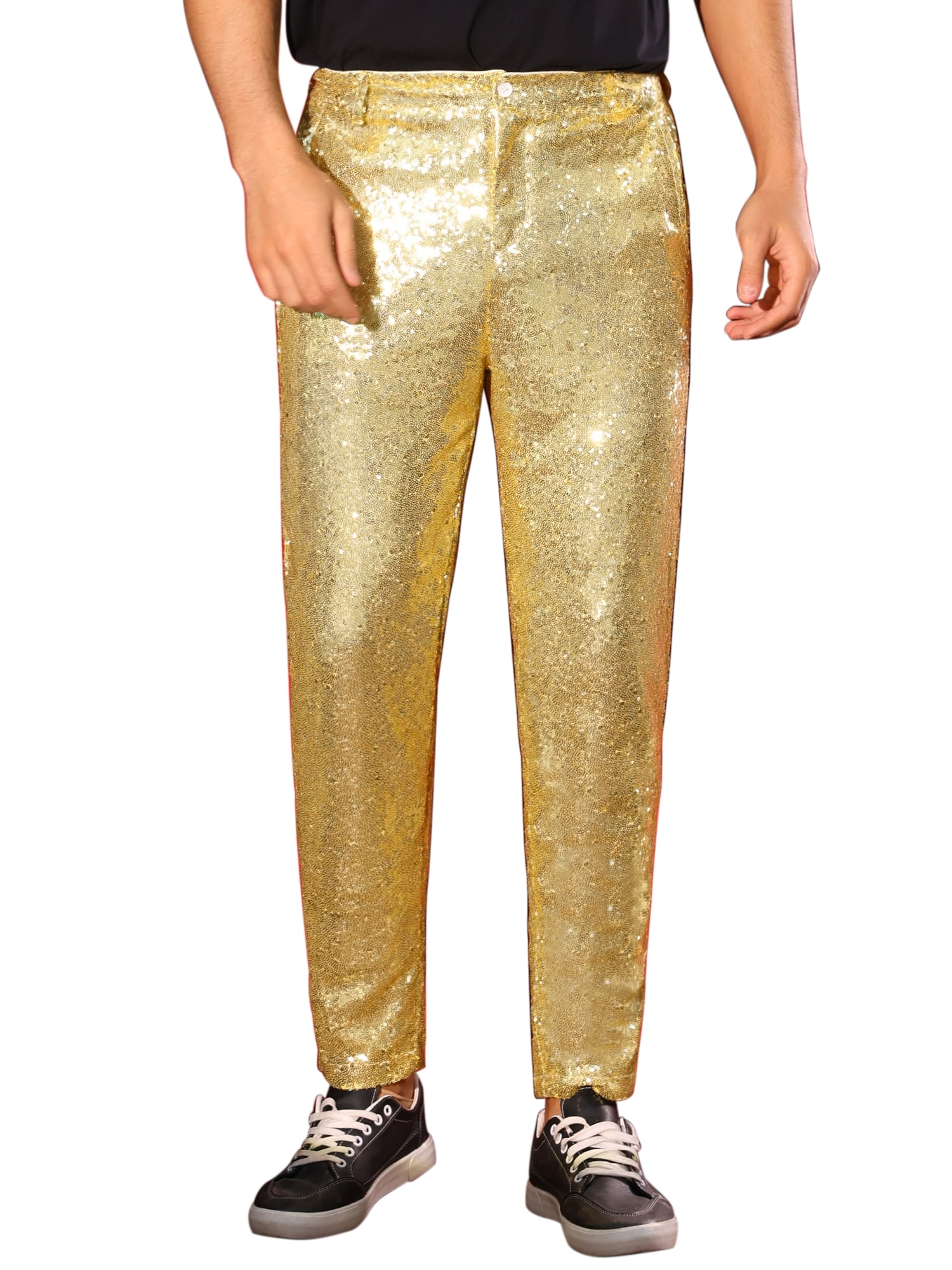 INSPIRE CHIC Shiny Pants for Men's Glitter 70s Disco Night Club ...