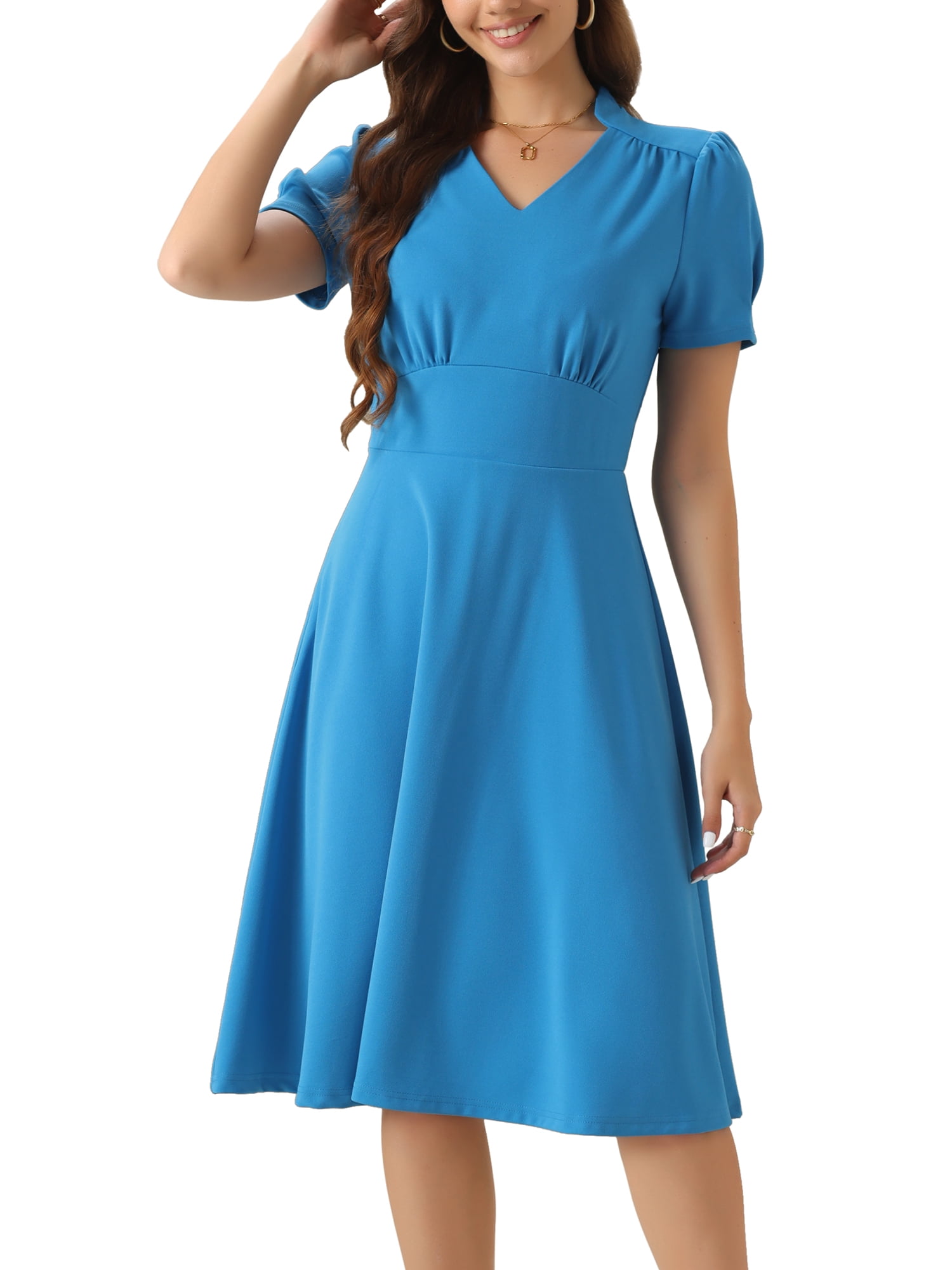INSPIRE CHIC Short Sleeve Work Dress for Women's Summer V Neck Office ...