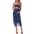 INSPIRE CHIC Women Mesh Maternity Dress Ruched Side Bodycon Spaghetti ...