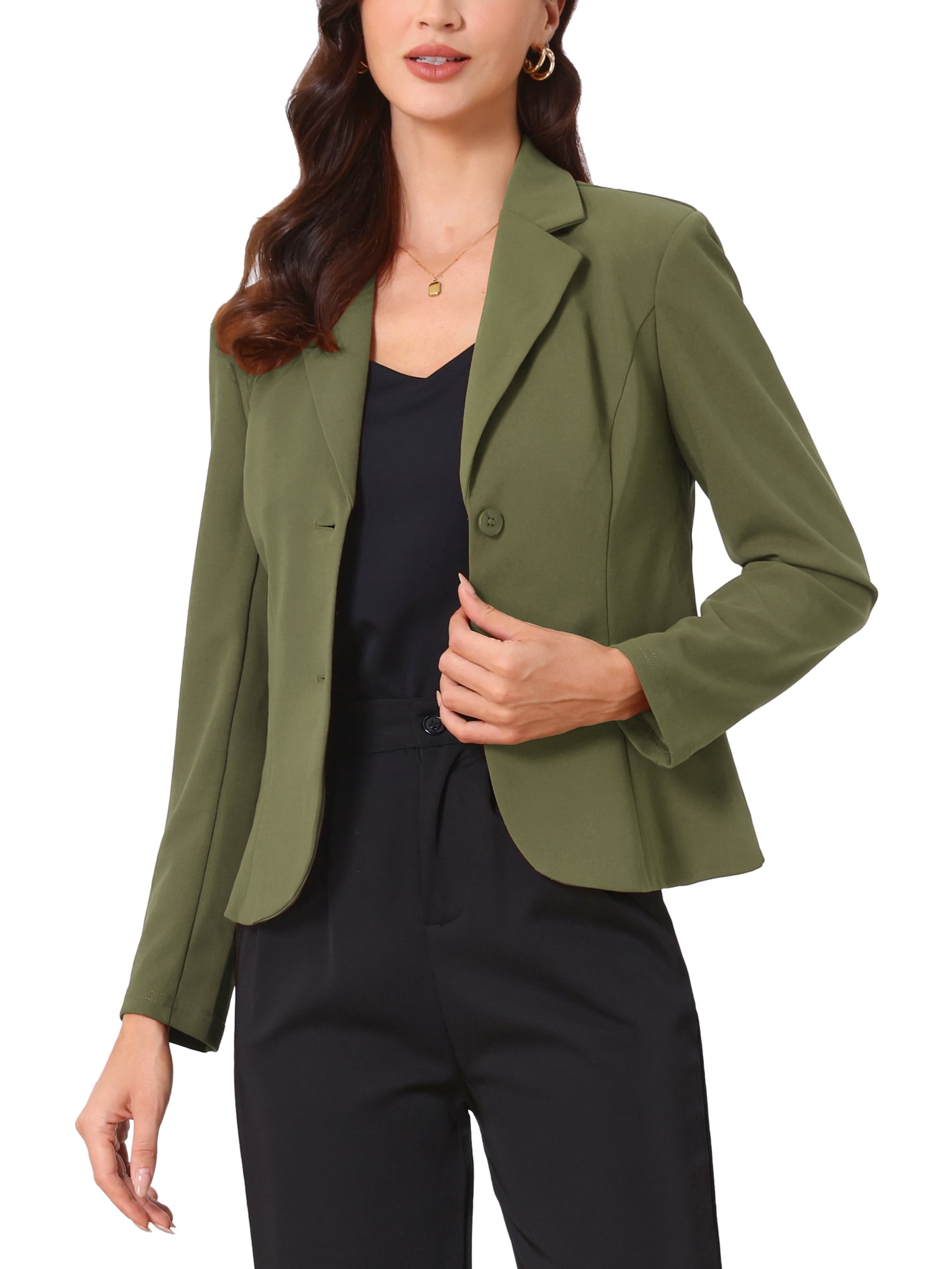 INSPIRE CHIC Women's Work Blazer Lapel Collar Long Sleeve Jacket Suit ...