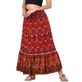 INSPIRE CHIC Women's Boho Floral Smocked High Waist A-Line Maxi Skirts ...