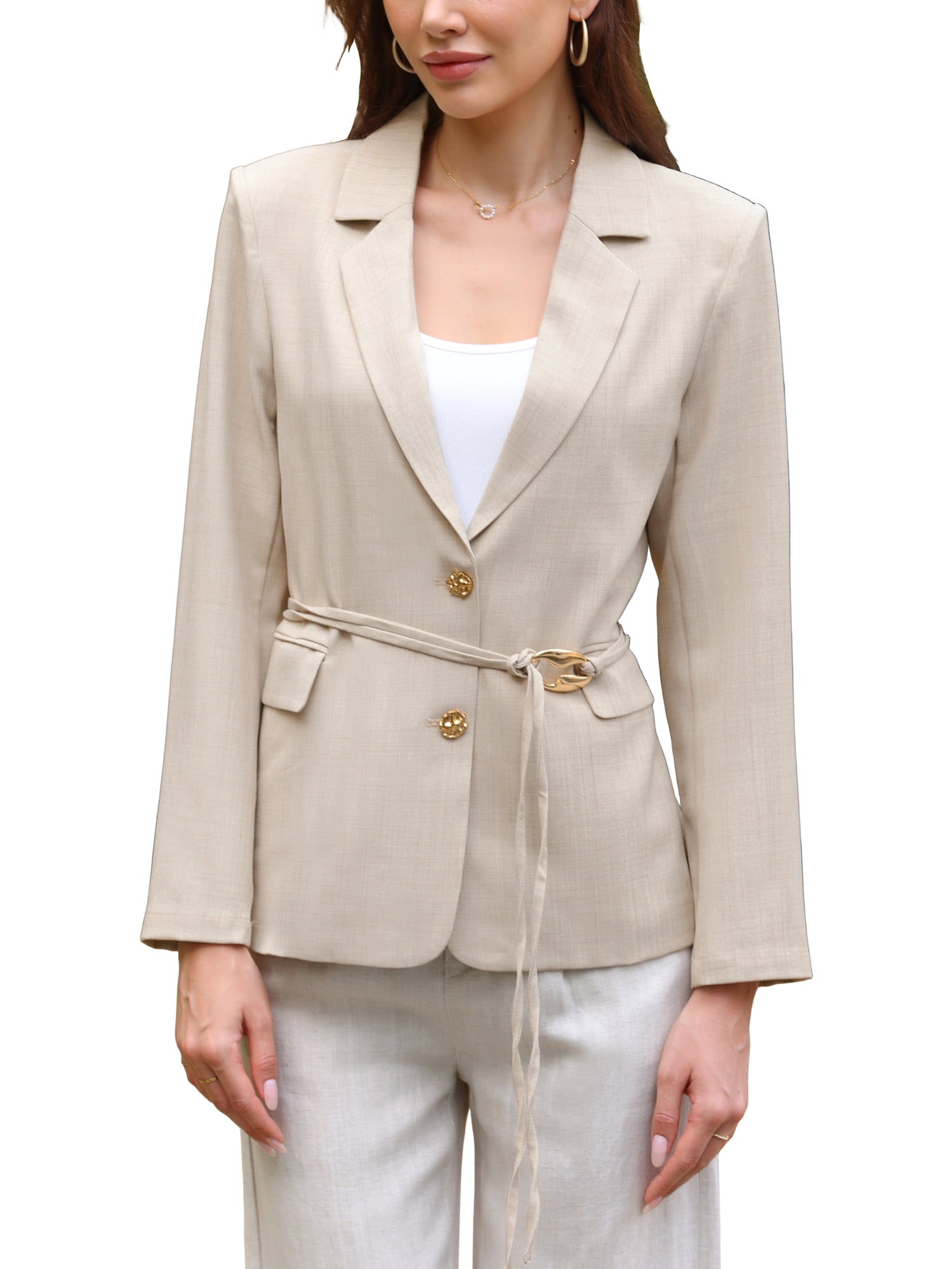 INSPIRE CHIC Women's Business Casual Blazer 2026 Long Sleeve Tie Waist ...