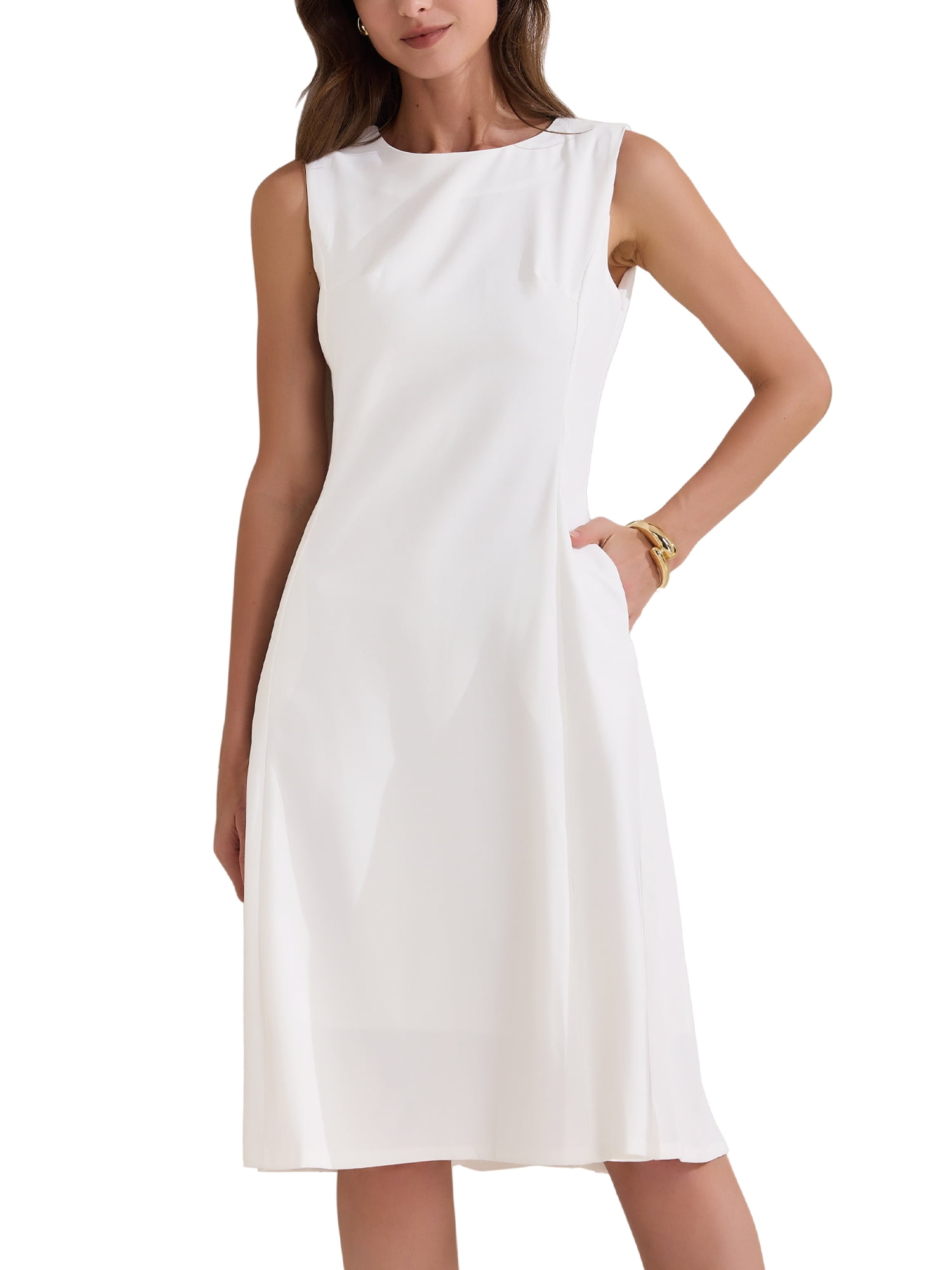 INSPIRE CHIC Women's Casual Summer Tank Dresses Crewneck Sleeveless A ...