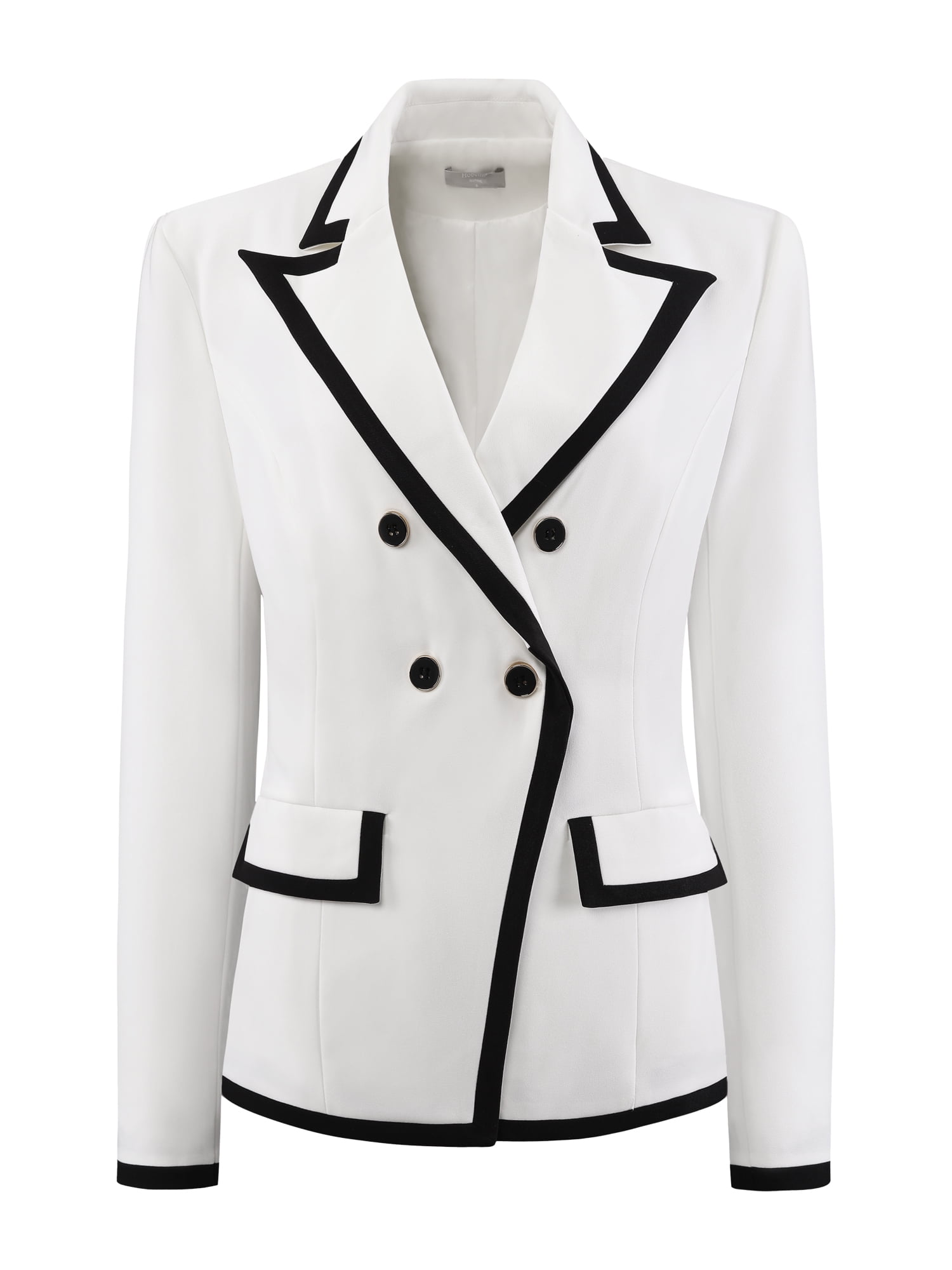 INSPIRE CHIC Women's Double Breasted Blazer Panel Trim Long Sleeve Work ...