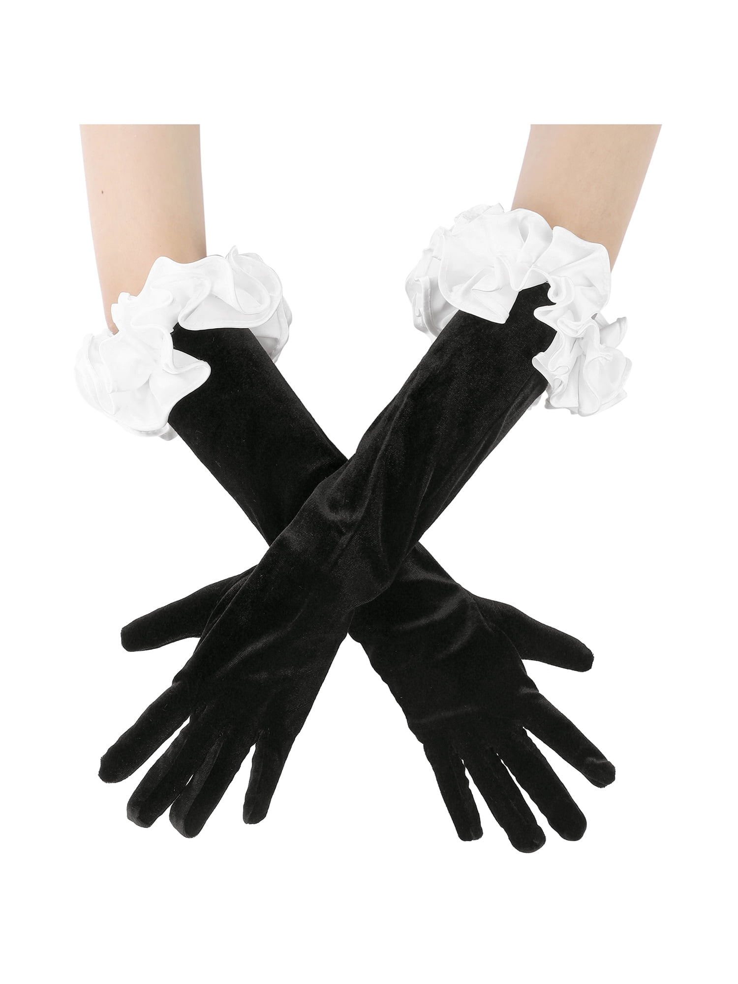 INSPIRE CHIC Women's Long Puff Gloves Female Full Finger Elbow Ruffled ...