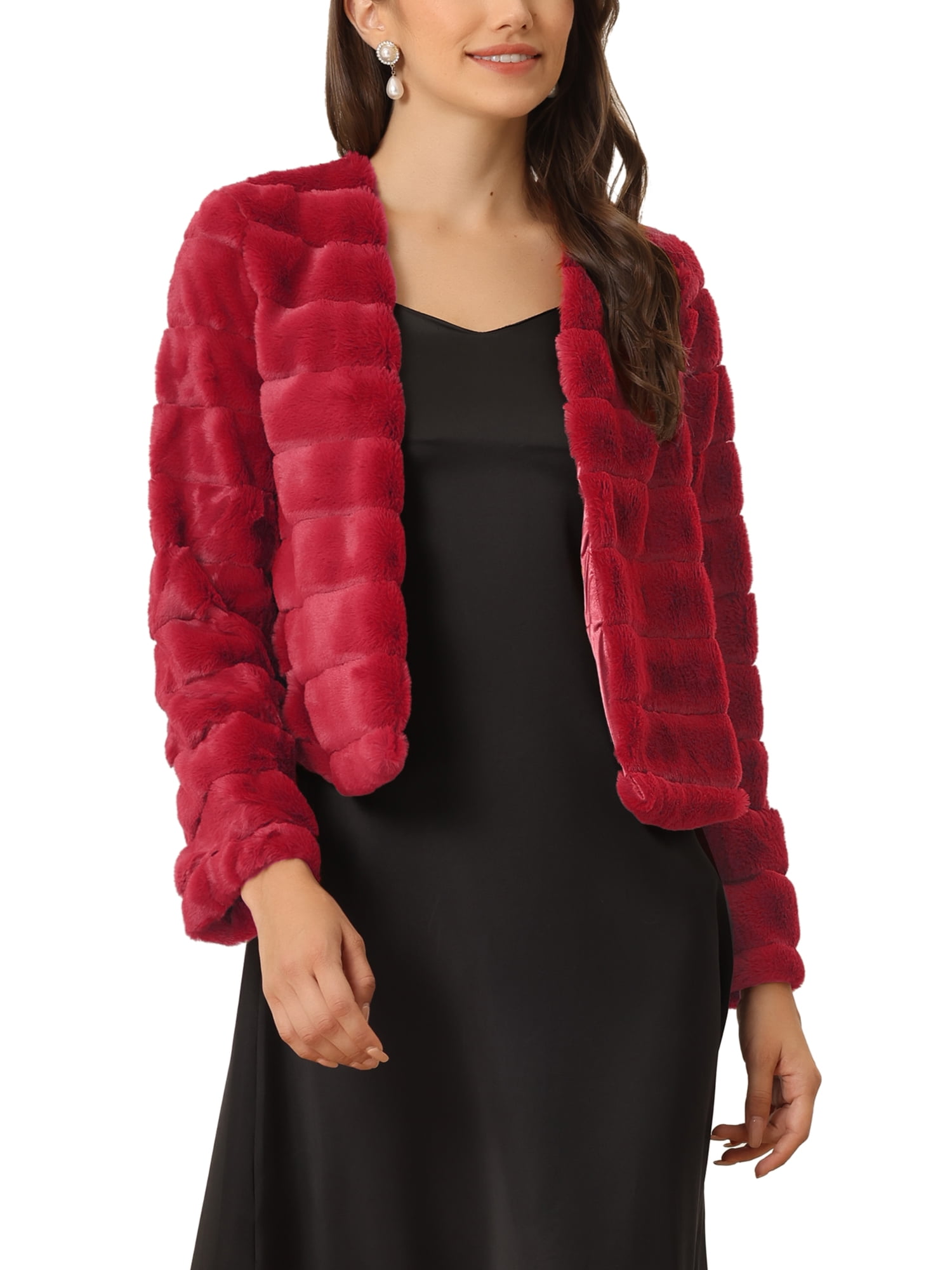 INSPIRE CHIC Women's Long Sleeve Solid Color Collarless Shaggy Soft ...