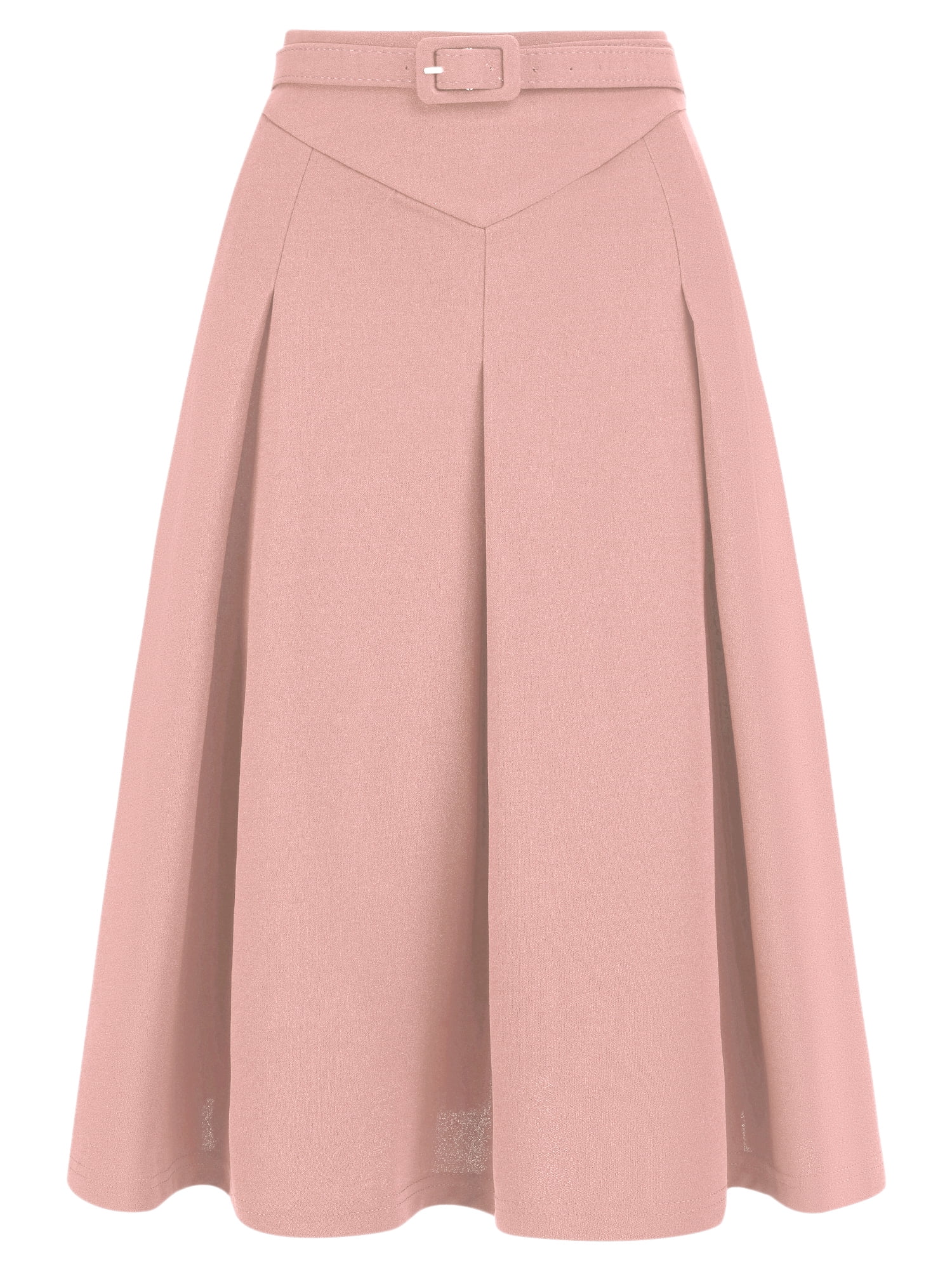 INSPIRE CHIC Women's Office Work Skirts Belted Waist Midi A-Line ...