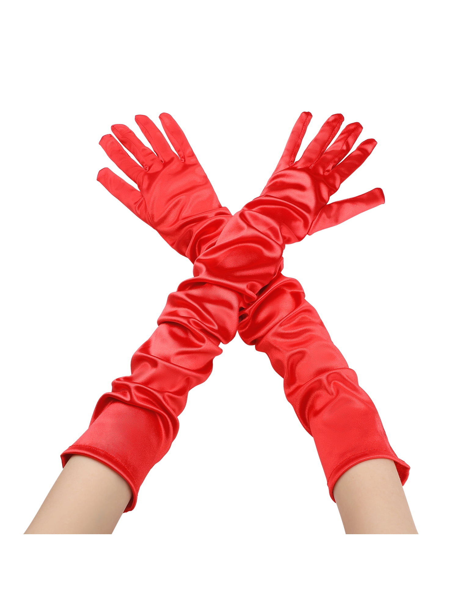 INSPIRE CHIC Women's Satin Extra Long Gloves Arm Length Full Fingers ...