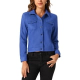 INSPIRE CHIC Women's Turn-Down Collar Flap Pockets Snap Button Faux ...