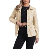 INSPIRE CHIC Women's Utility Jackets Drawstring Waist Flap Pocket Zip ...