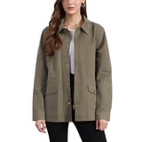 INSPIRE CHIC Women's Utility Jackets Drawstring Waist Flap Pocket Zip ...