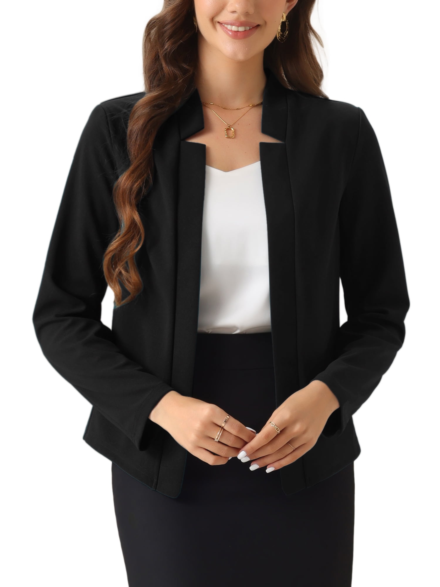 INSPIRE CHIC Women's Work Office Blazer Notch Collar Long Sleeve ...