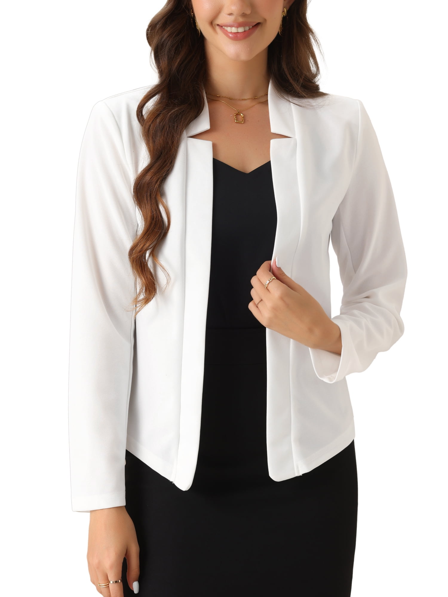 INSPIRE CHIC Women's Work Office Blazer Notch Collar Long Sleeve ...