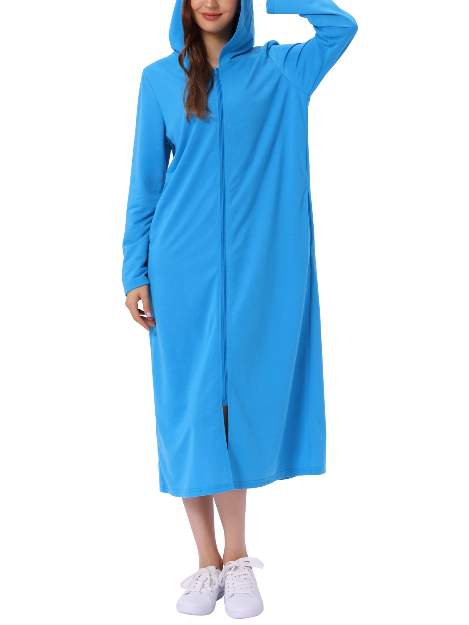 INSPIRE CHIC Women's Zip Up Nightgowns Long House Robe Long Sleeve ...