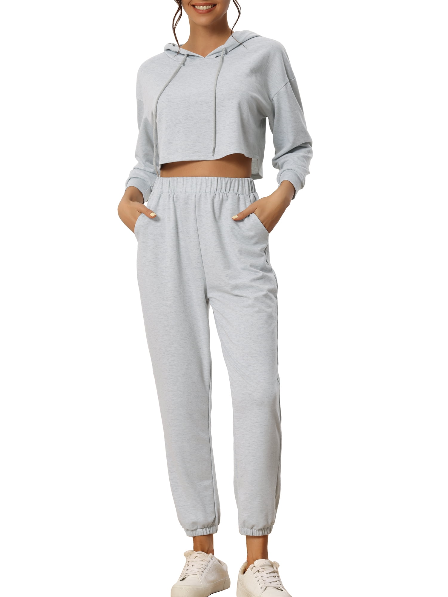 INSPIRE CHIC Women's Hoodies Tracksuits Loungwear Sets Crop Sweatshirt ...