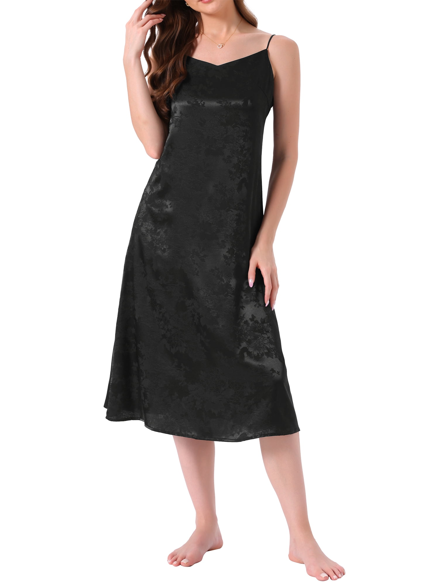 INSPIRE CHIC Womens Satin Floral Pajamas V Neck Spaghetti Strap ...