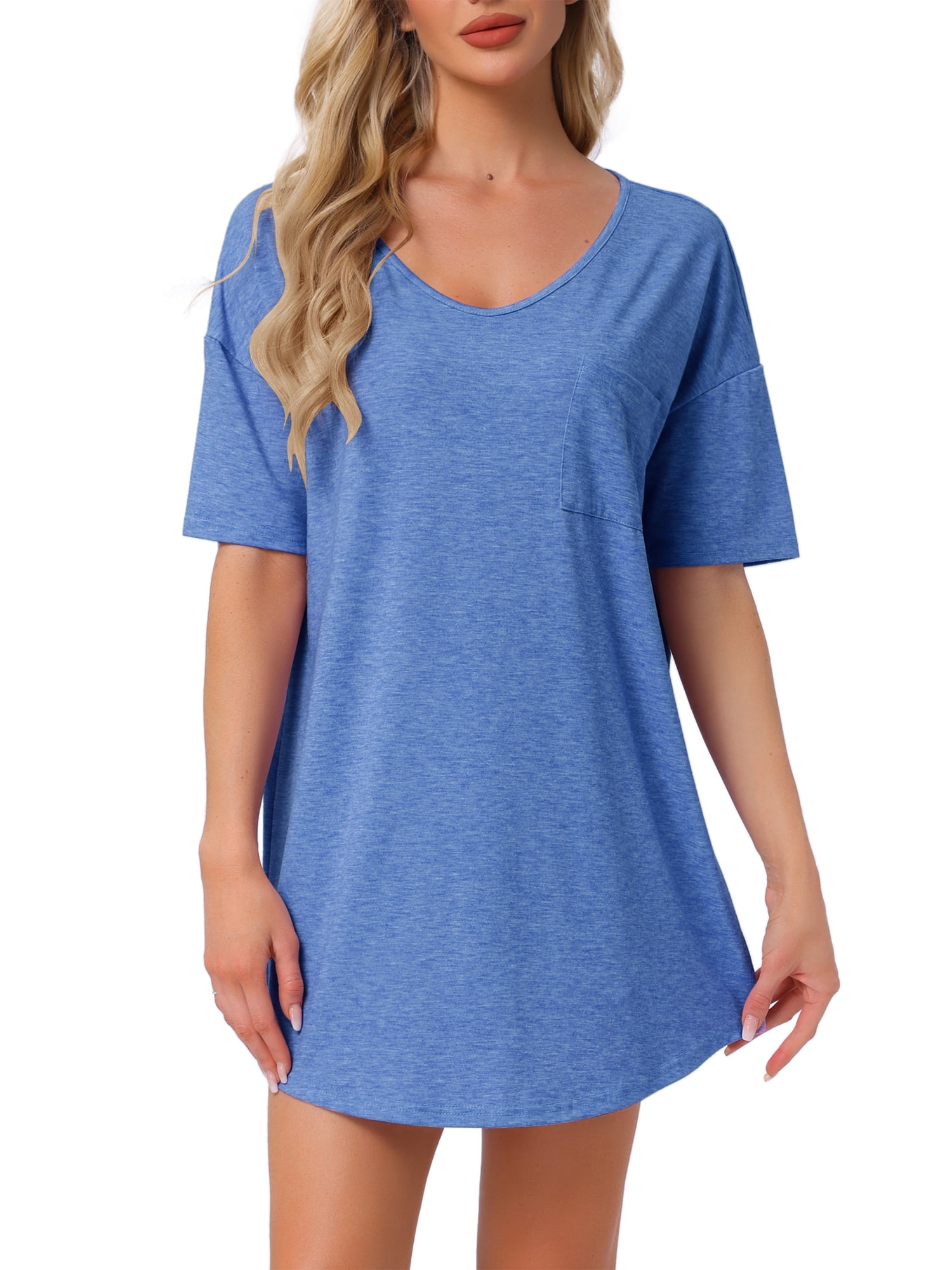 INSPIRE CHIC Women's T-shirt Nightgown V Neck Sleepshirts Comfy ...