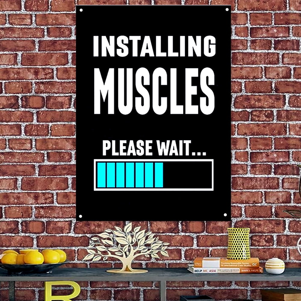 INSTALLING MUSCLES PLEASE WAIT - Motivational Poster Tapestry ...