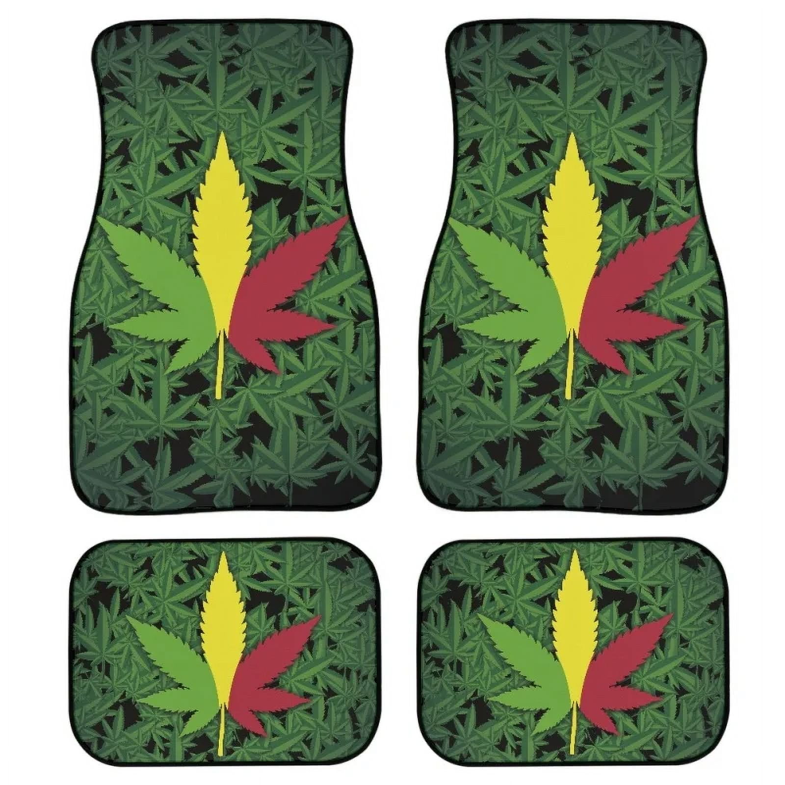 INSTANTARTS 2022 3D Weed Jamaica Leaves Printed Floor Mats for Vehicle ...