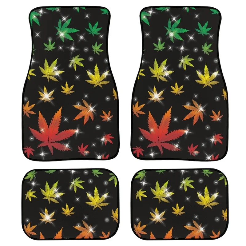 INSTANTARTS Fashion Weed Leaves Print Floor Mats for Auto Practical ...
