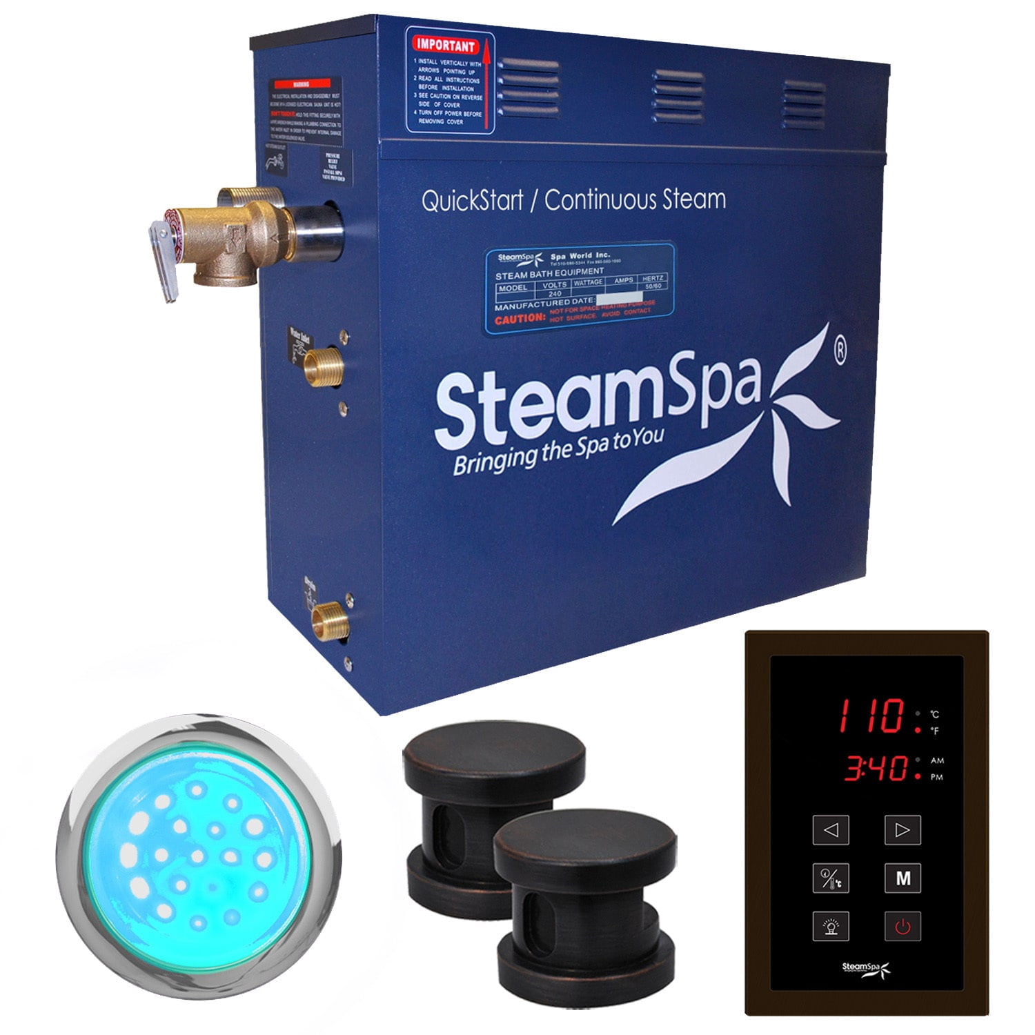 INT1200 Indulgence 12 KW QuickStart Acu-Steam Bath Generator Package ...