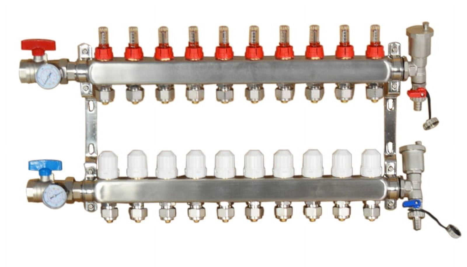 INTBUYING 10-Branch Stainless Steel Floor Heating Water Distributor PEX ...